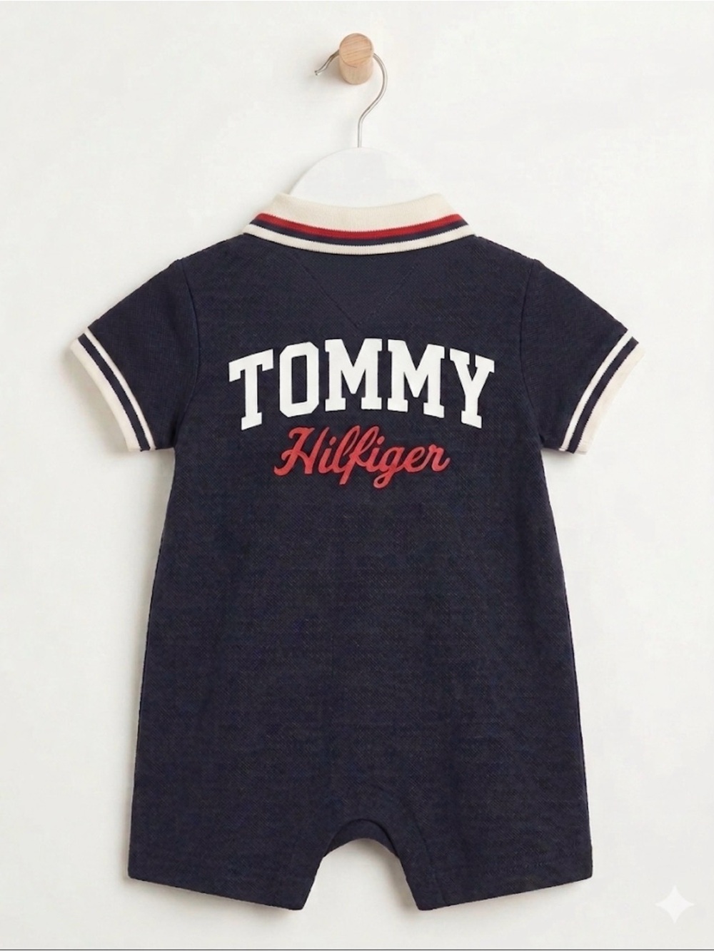 Tommy Hilfiger | One Pieces | Tommy Hilfiger Navy Knit Polo With Red ...